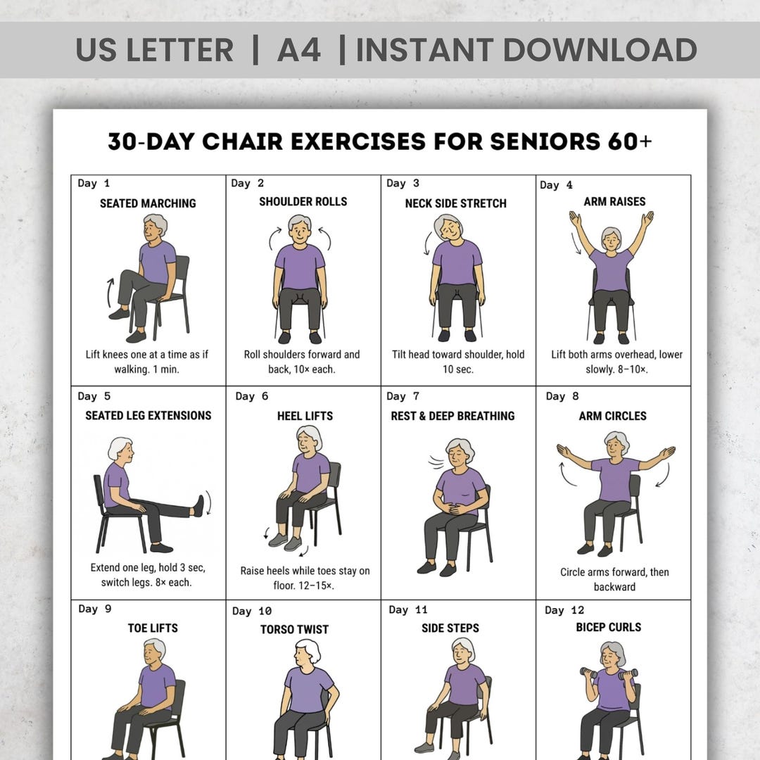 30 Day Chair Exercises for Seniors 60+ | Balance & Mobility Workout ...