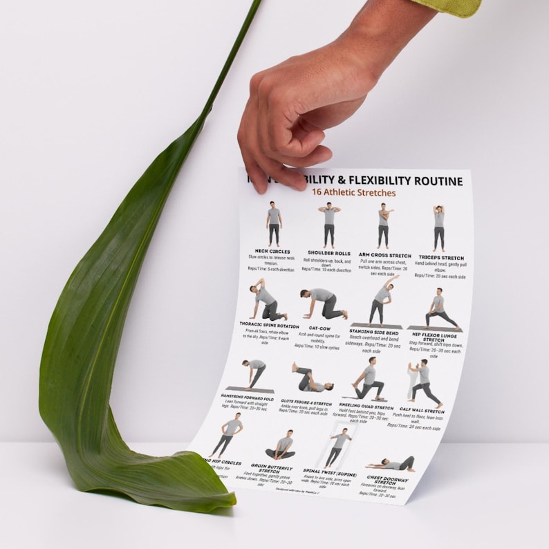 Men's Mobility & Flexibility Routine Printable | 16 Athletic Stretches ...