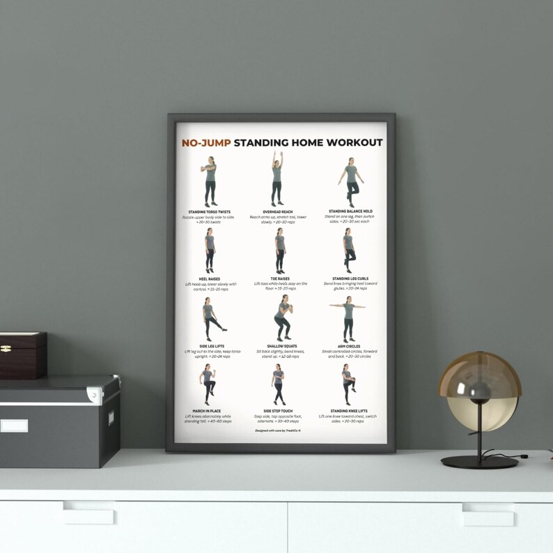 Standing Home Workout Printable | No Jump Low Impact Exercise Chart ...