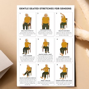 Gentle Seated Stretches for Seniors PDF, Chair Exercise Printable Chart ...