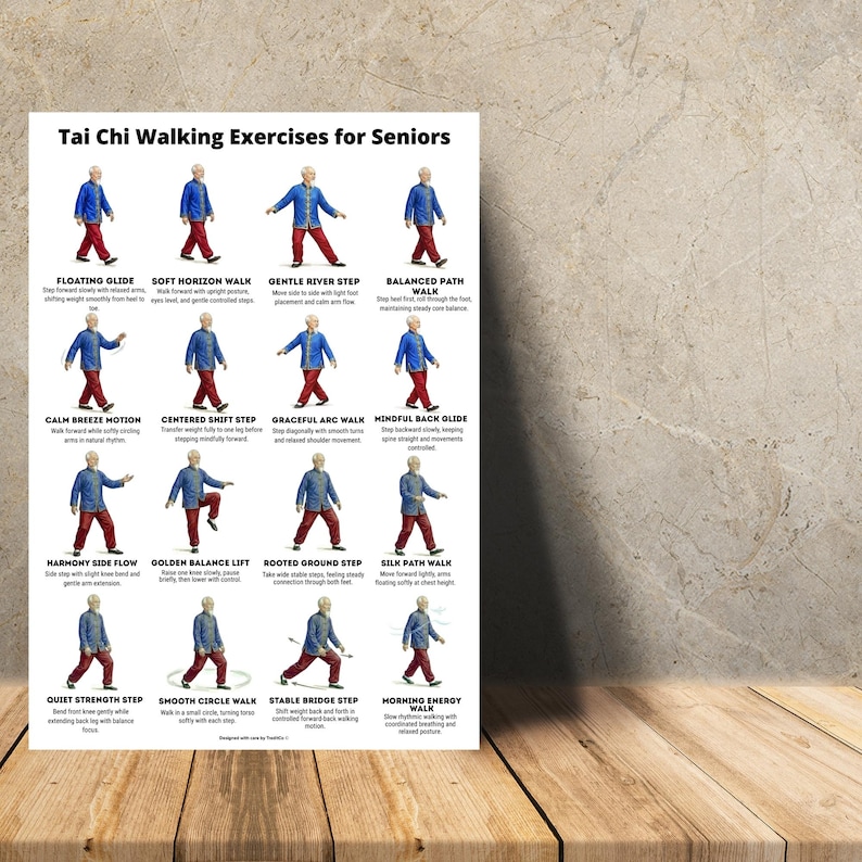 Tai Chi Walking Exercises for Seniors Printable PDF, Gentle Balance and ...