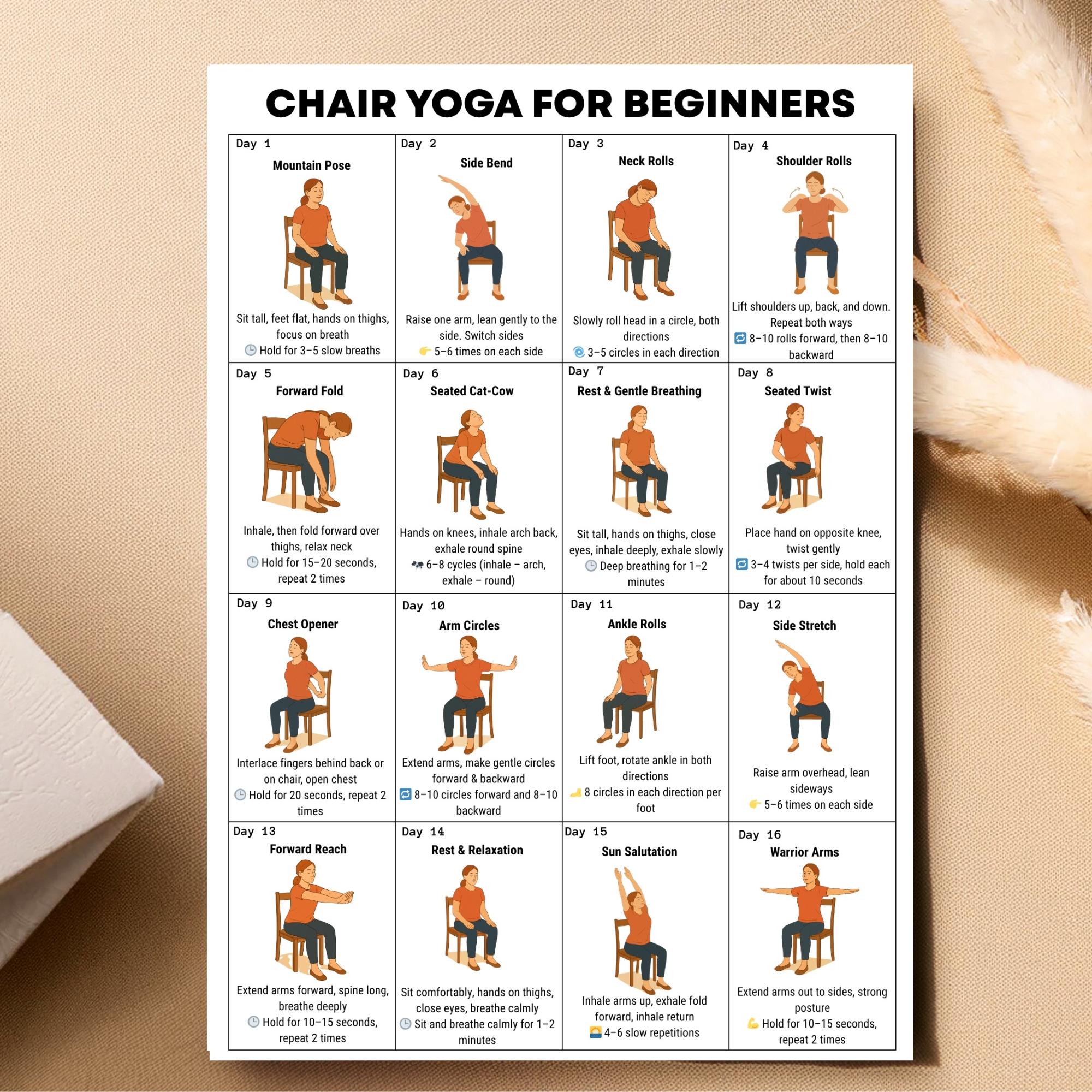Chair Yoga for Beginners, 30 Day Chair Yoga for Seniors & Beginners ...