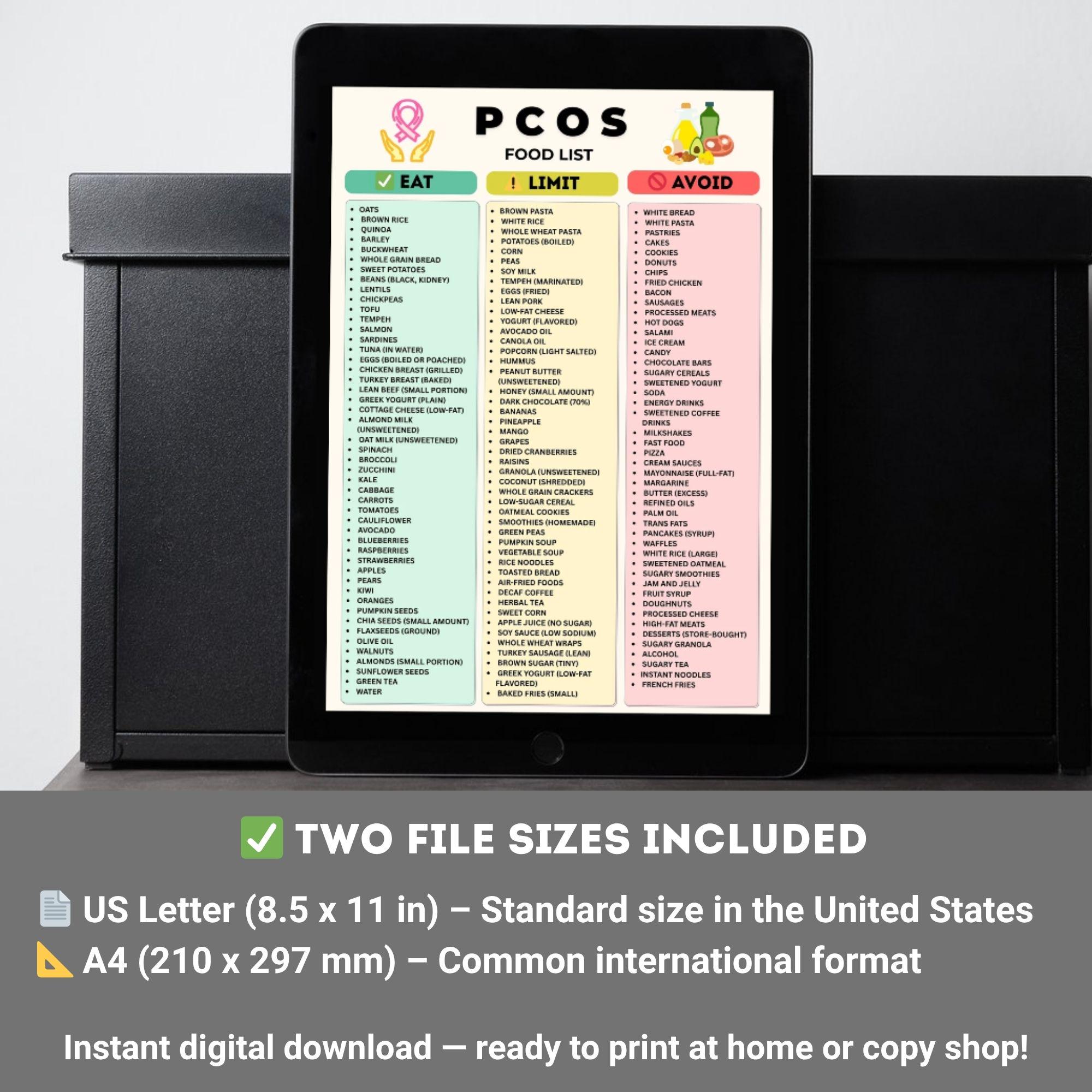 PCOS Food List Printable PDF | Low Glycemic Foods | Hormone Friendly ...