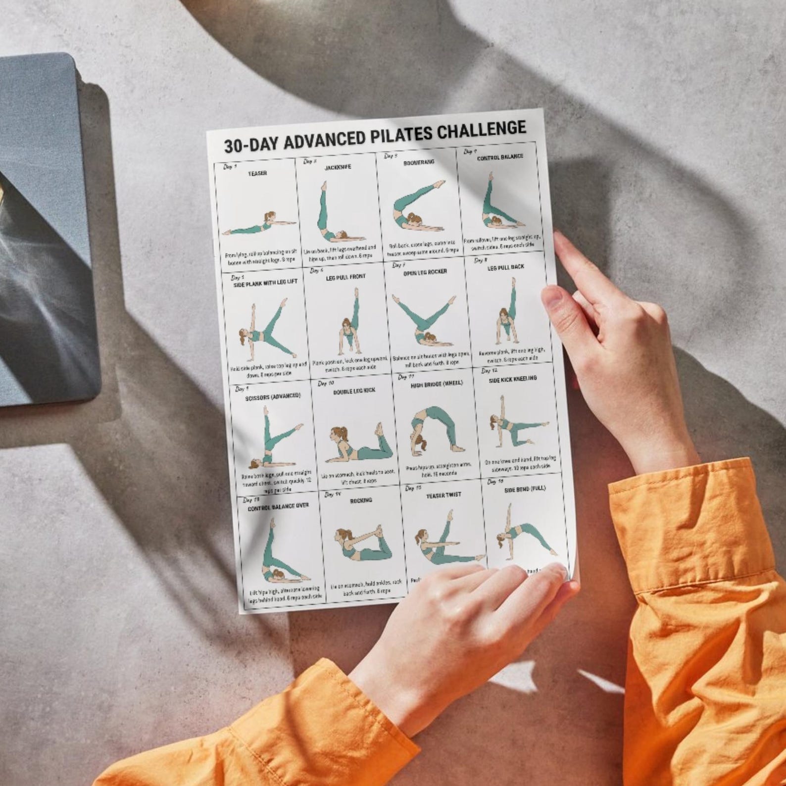 30 Day Advanced Pilates Challenge Printable | Daily Pilates Workout ...