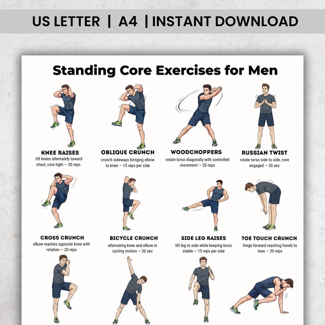 Standing Core Exercises for Men | Standing Abs Exercises No Equipment ...