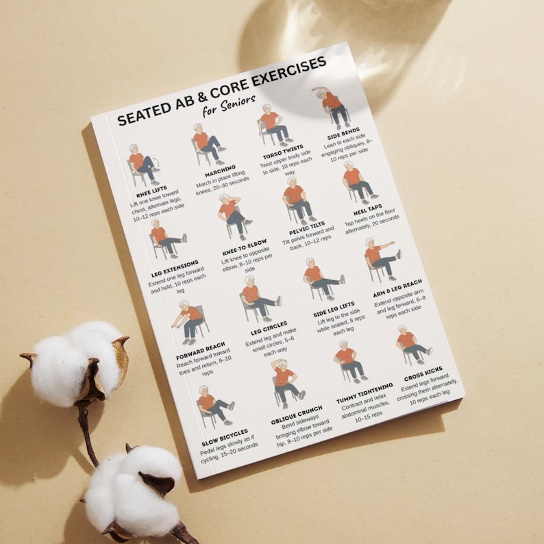 Seated Ab and Core Exercises for Seniors | Chair Workout Printable PDF ...