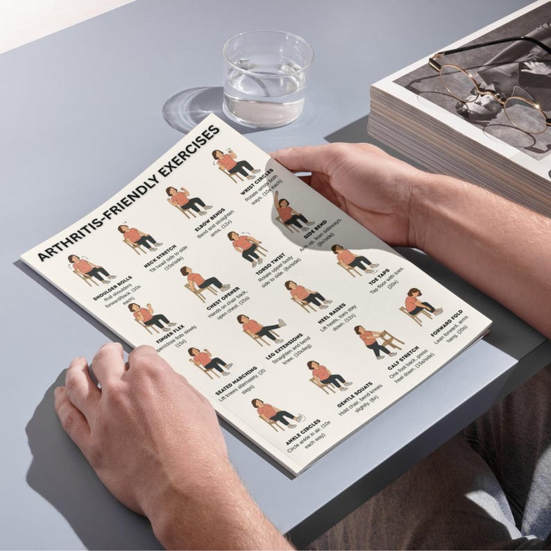 Arthritis Exercises Poster Seniors | Chair Exercises Chart | Standing ...