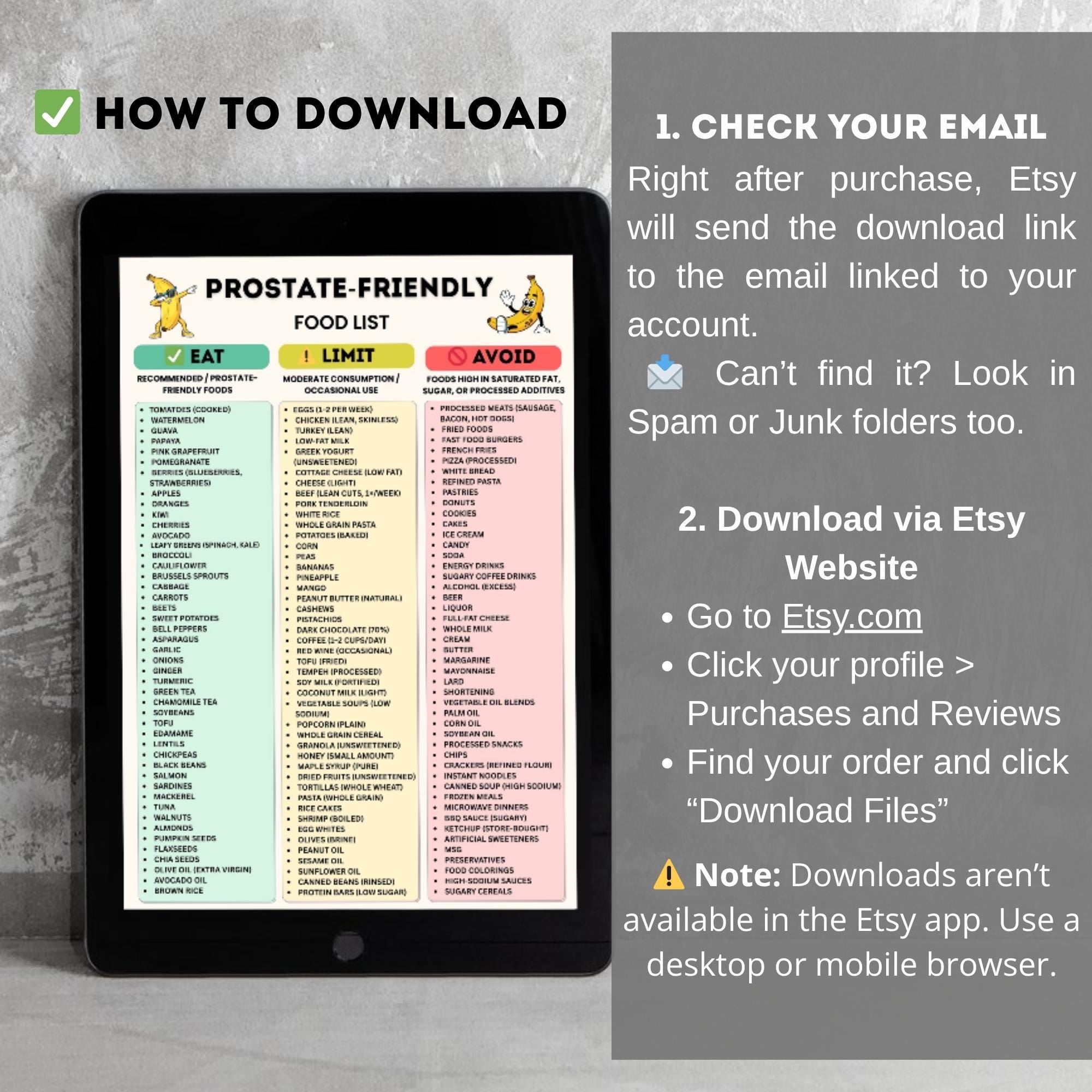 Prostate Friendly Food List Printable | Prostate Diet Foods Chart | Low ...