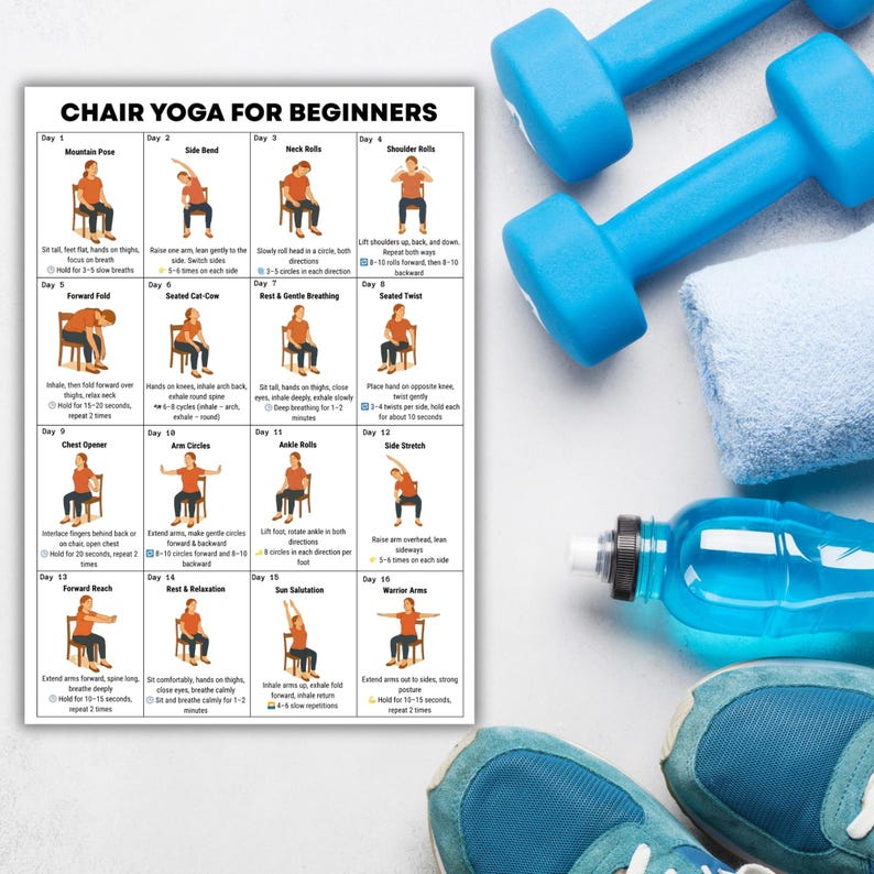 Chair Yoga for Beginners, 30 Day Chair Yoga for Seniors & Beginners, Seated Yoga Routine PDF ...