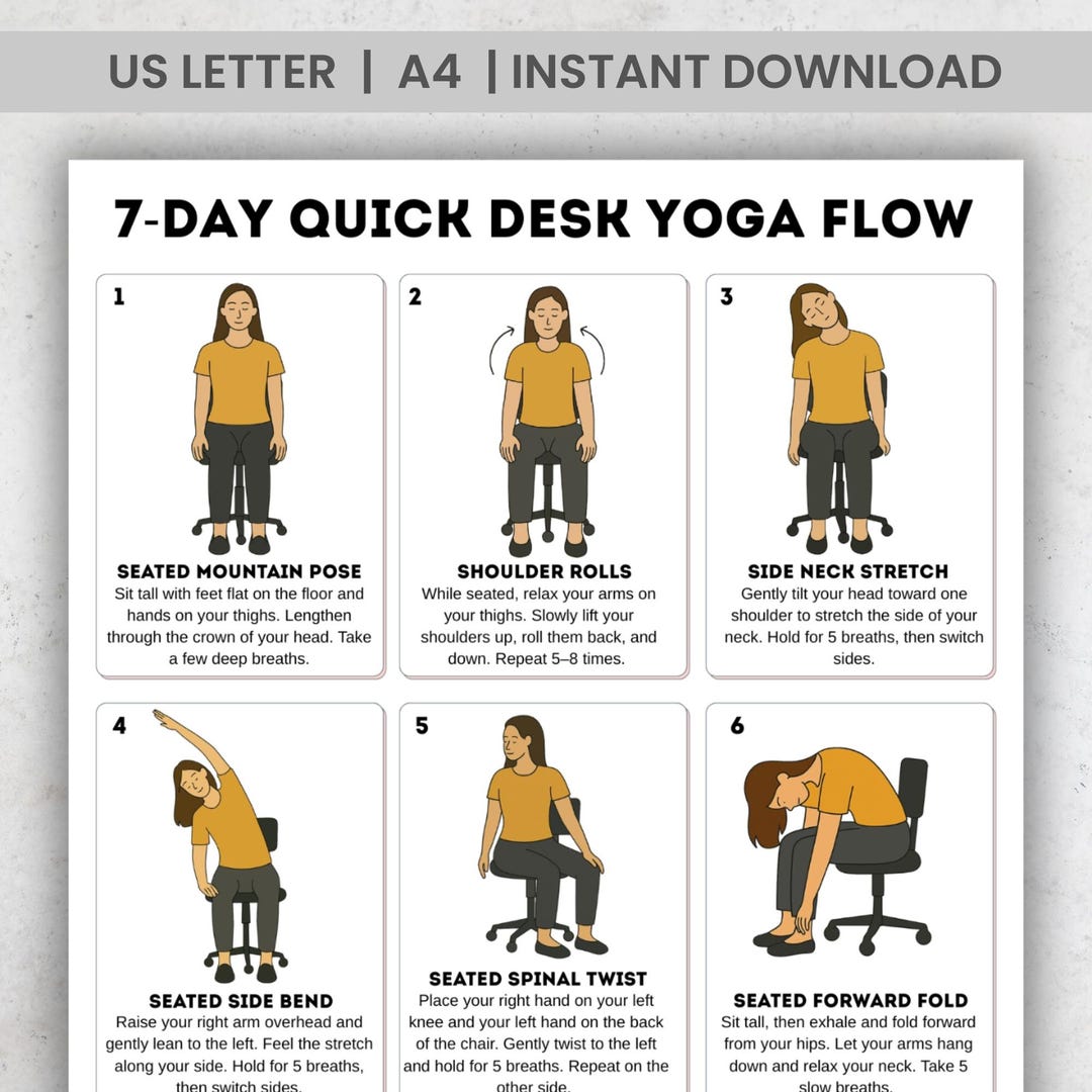 7‑day Quick Desk Yoga Flow PDF, Gentle Office Chair Exercises ...