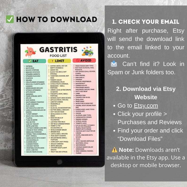 Gastritis Food List Printable PDF | Stomach-friendly Foods | Acid ...