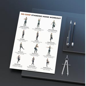 Standing Home Workout Printable | No Jump Low Impact Exercise Chart ...
