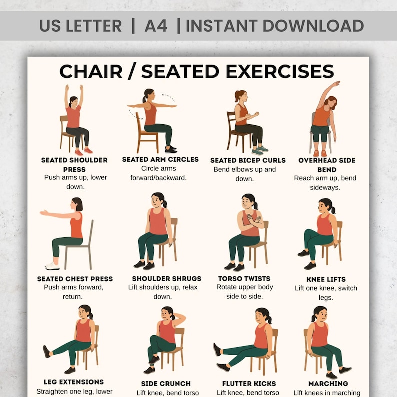 Chair & Seated Exercises: Gentle Workout PDF | Low Impact Fitness for ...