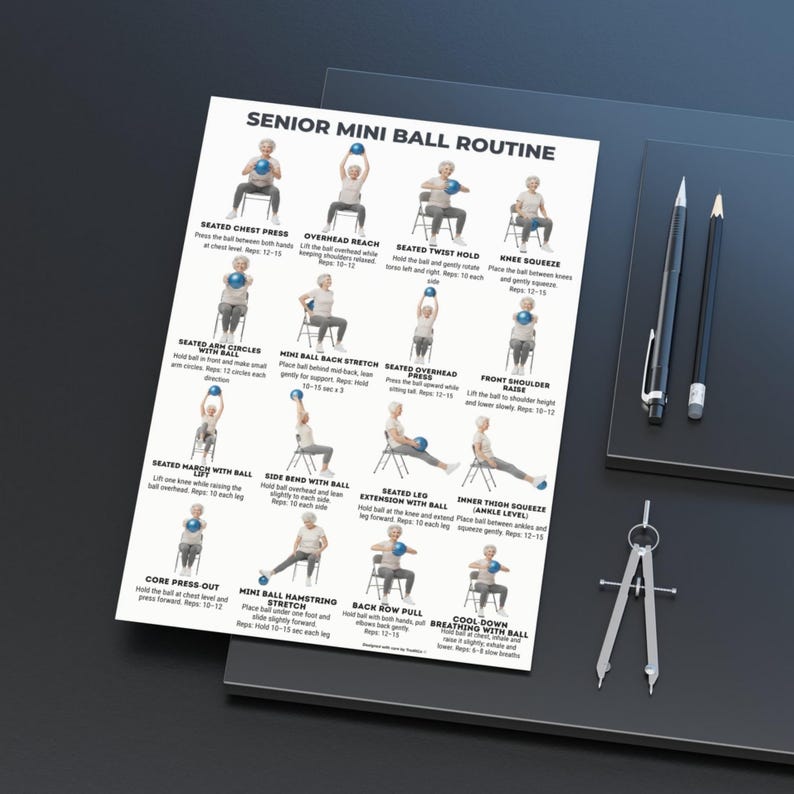 Senior Mini Ball Exercise Routine | 16 Seated Mini Ball Exercises for ...