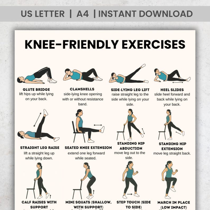 Knee Friendly Exercise Chart: Low Impact Senior Workout (PDF Download ...