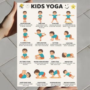 Kids Yoga Poster, Printable Yoga Poses for Children, 16 Easy Exercises ...