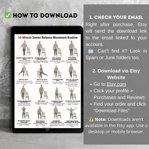 Senior Balance Exercise Poster, Standing Balance Routine for Seniors ...