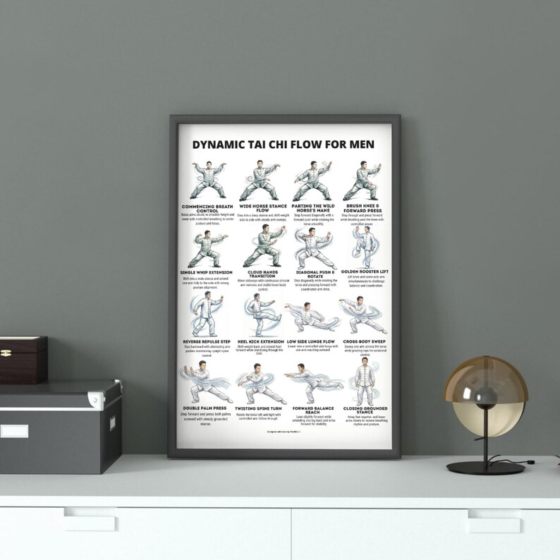 Tai Chi for Men Printable Poster PDF, Dynamic Flow Workout Chart ...