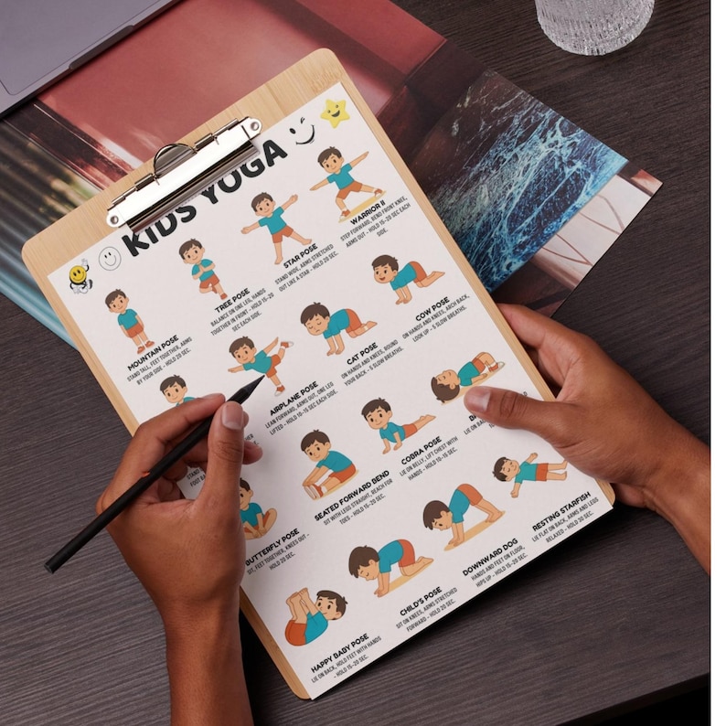 Kids Yoga Poster, Printable Yoga Poses for Children, 16 Easy Exercises ...