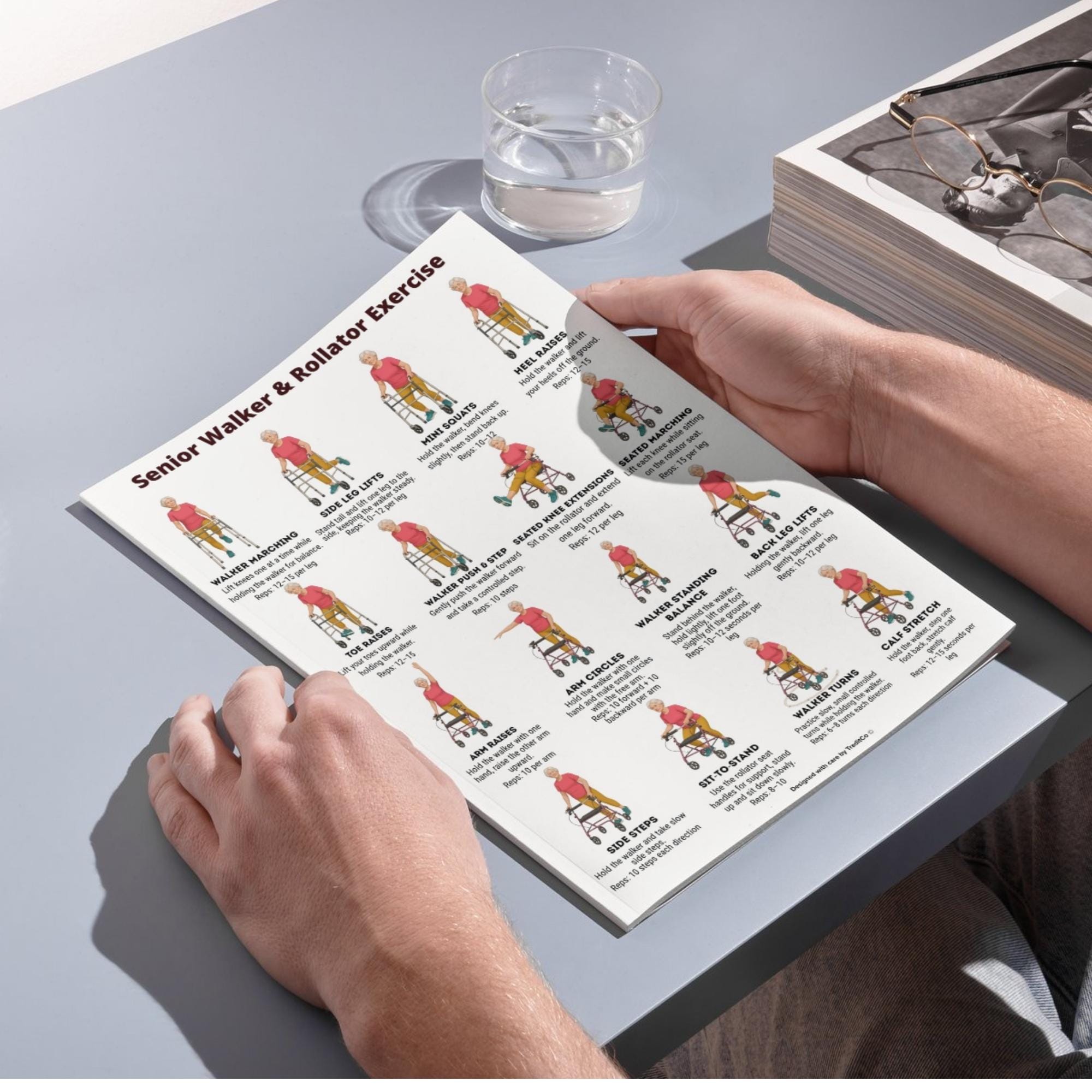 Senior Walker Exercise Chart | Rollator Exercise Printable | Walker ...