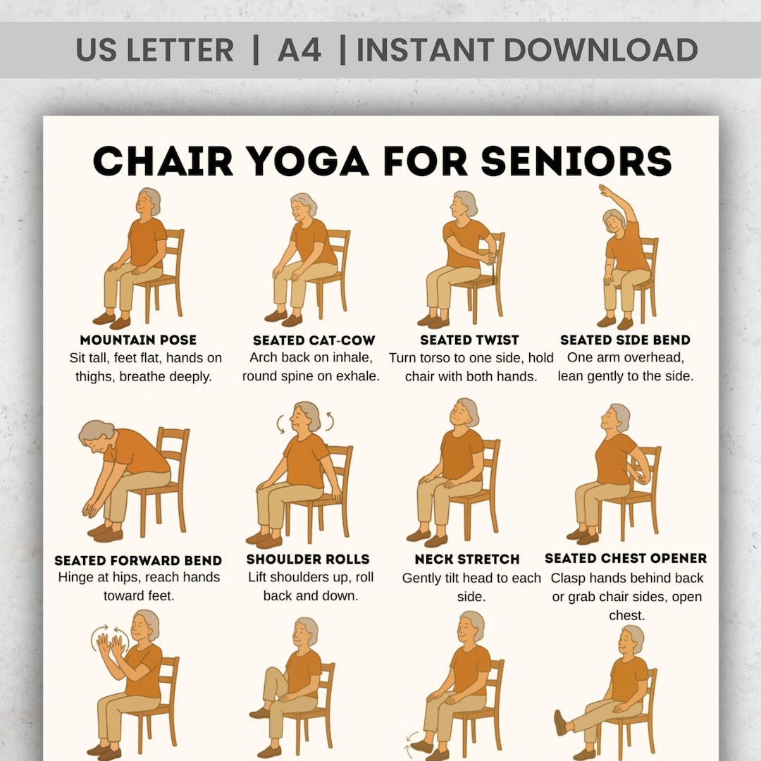 Chair Yoga Poses for Seniors, Gentle Seated Stretches for Elderly ...