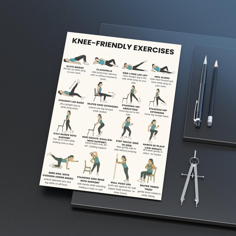 Knee Friendly Exercise Chart: Low Impact Senior Workout (PDF Download ...