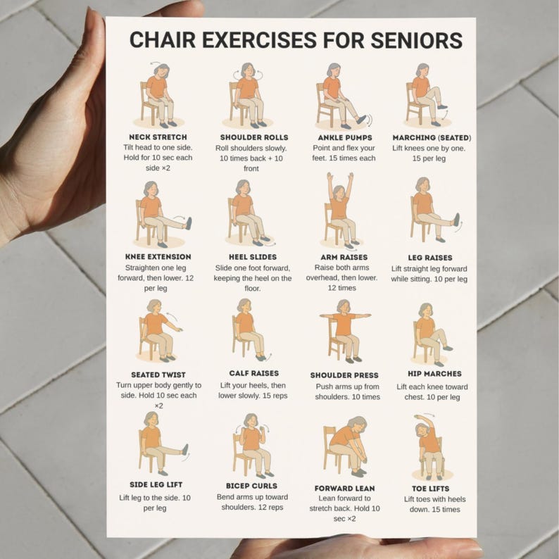 Chair Exercises For Seniors Printable Seated Workout Chart Gentle Chair Exercises For Seniors Printable Seated Workout Chart Gentle