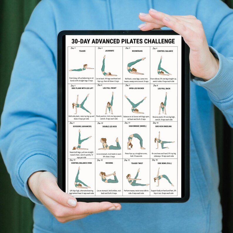 30 Day Advanced Pilates Challenge Printable | Daily Pilates Workout ...