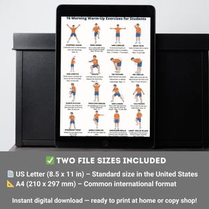 Morning Warm-up Exercises for Students Printable, Kids Exercise Chart ...