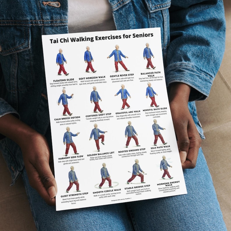 Tai Chi Walking Exercises for Seniors Printable PDF, Gentle Balance and ...