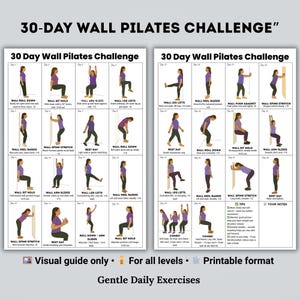 30 Day Wall Pilates Challenge Printable PDF, Gentle Daily Wall ...