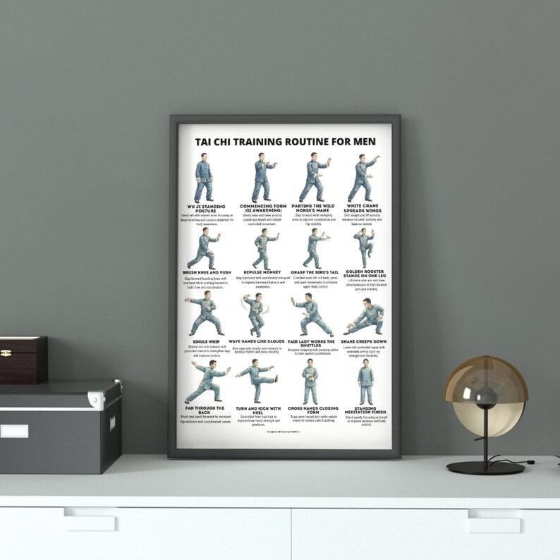 Tai Chi Exercises Printable Poster PDF, Tai Chi Workout Routine Chart ...