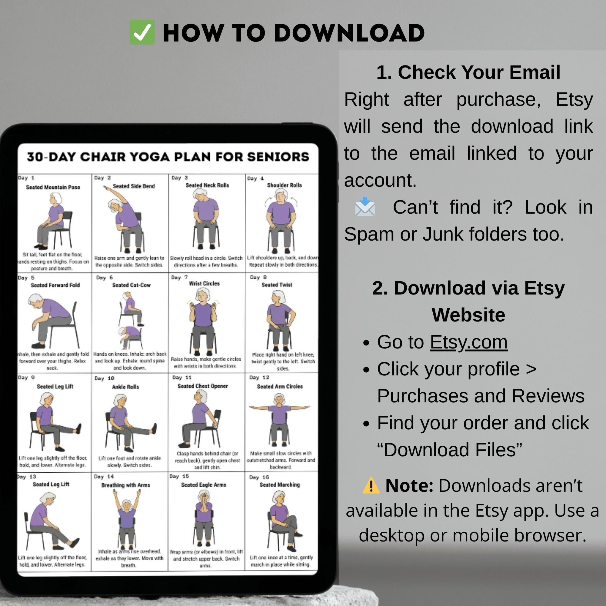 30 Day Chair Yoga for Seniors Challenge, Chair Exercise Guide ...
