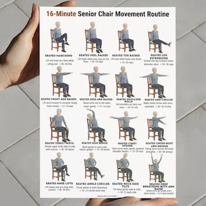 Senior Chair Exercise Poster, Seated Exercises for Seniors, 16 Minute ...