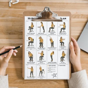 30 Day Desk Stretching Plan, Office Chair Exercises, Gentle Seated ...
