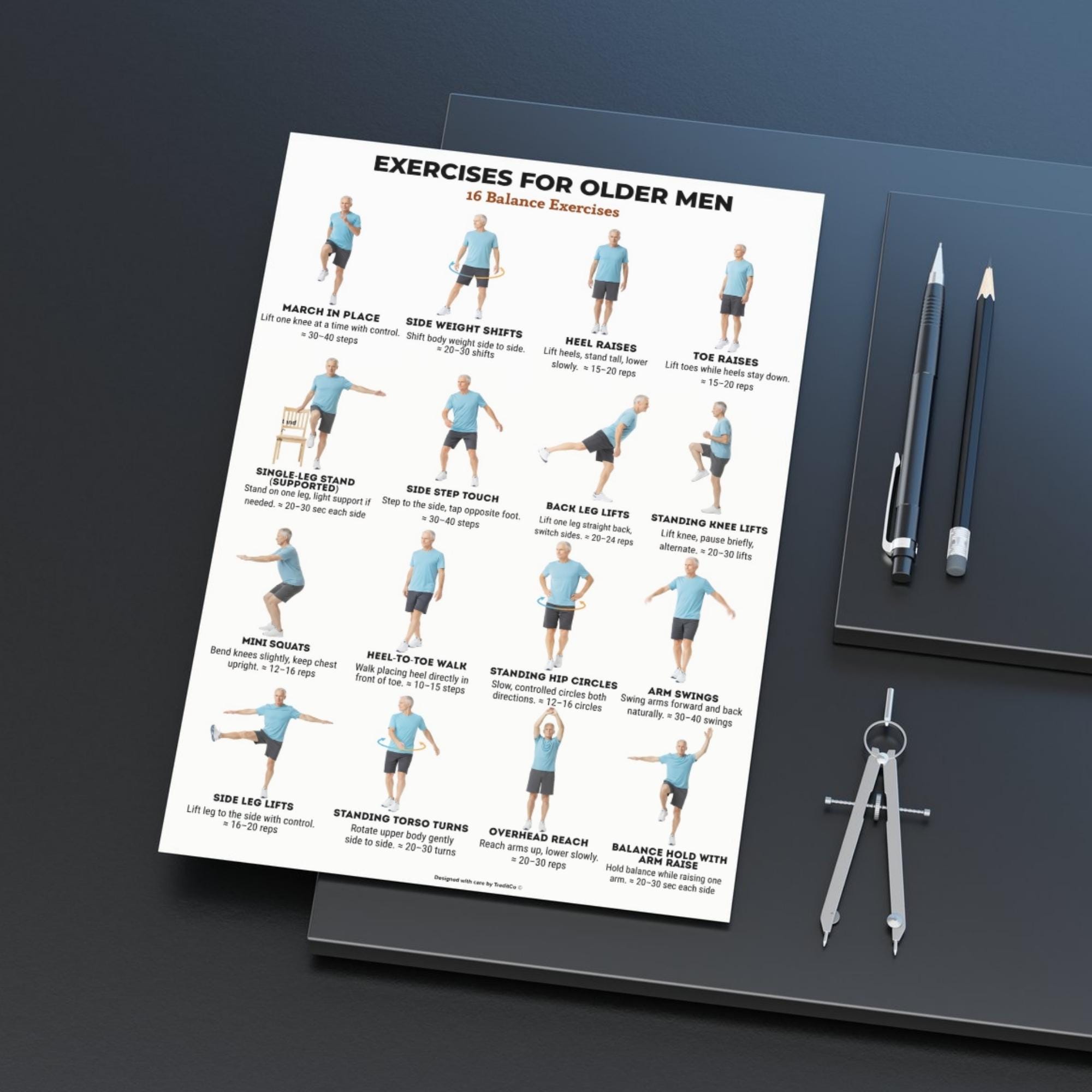 Balance Exercises for Older Men Printable – 16 Standing Balance ...