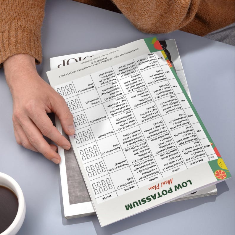 Low Potassium Meal Plan Printable, 7 Day Low Potassium Diet Plan ...