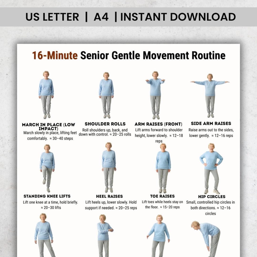 Senior Exercise Poster, Standing Exercises for Seniors, 16 Minute ...