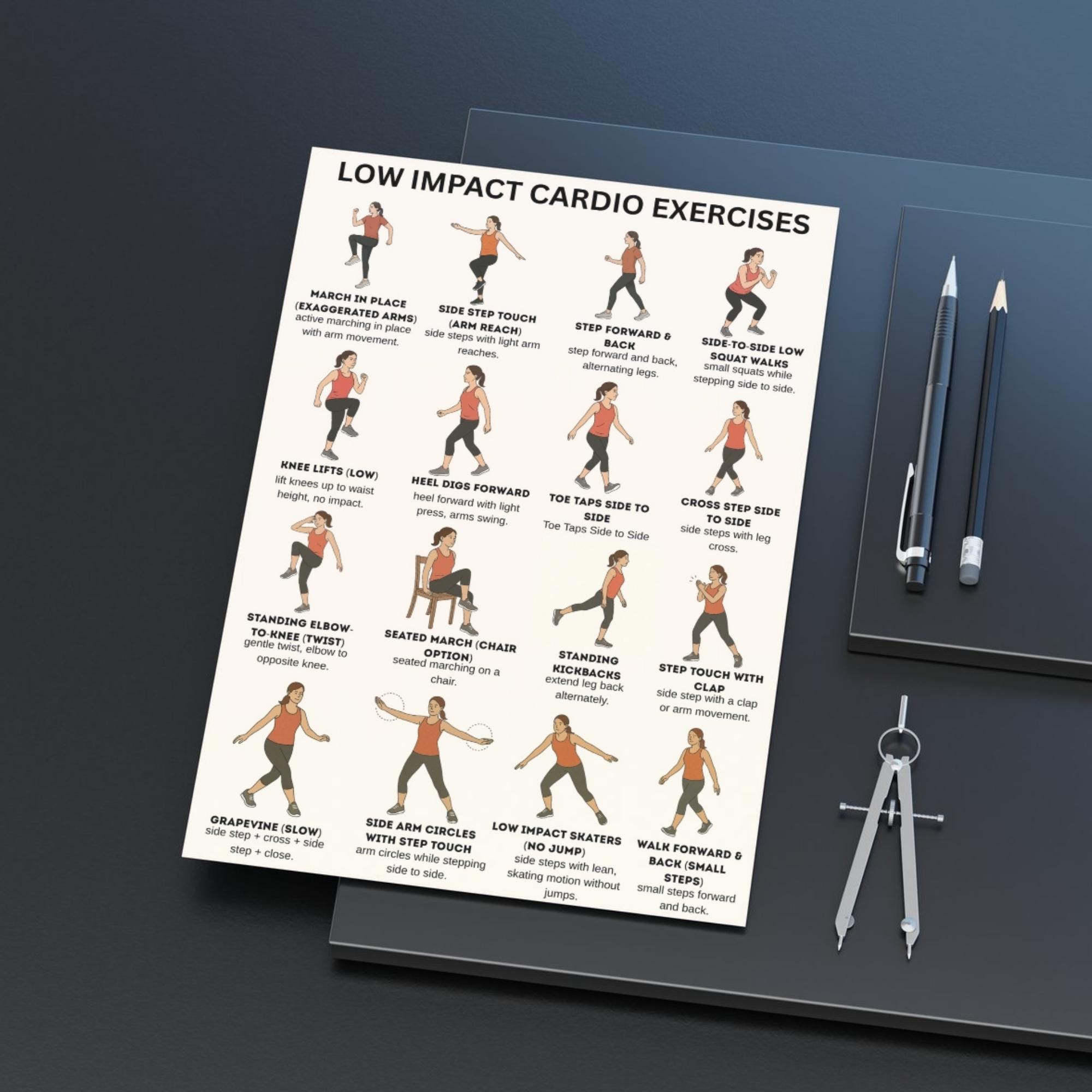 Low Impact Cardio: Senior & Beginner Home Workout Chart (PDF Download ...