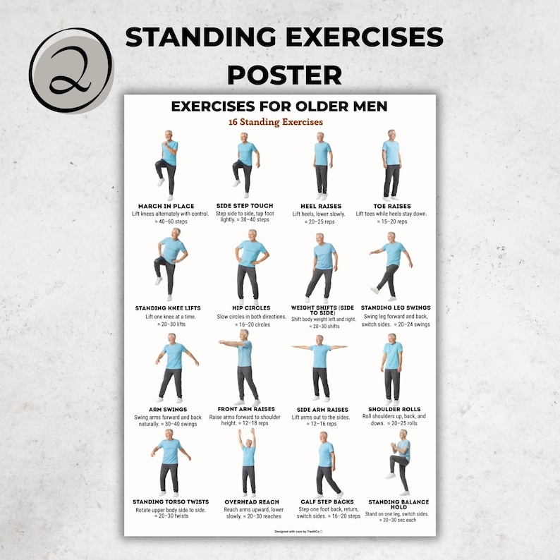 Exercises for Older Men Bundle Printable, Standing Balance Chair ...