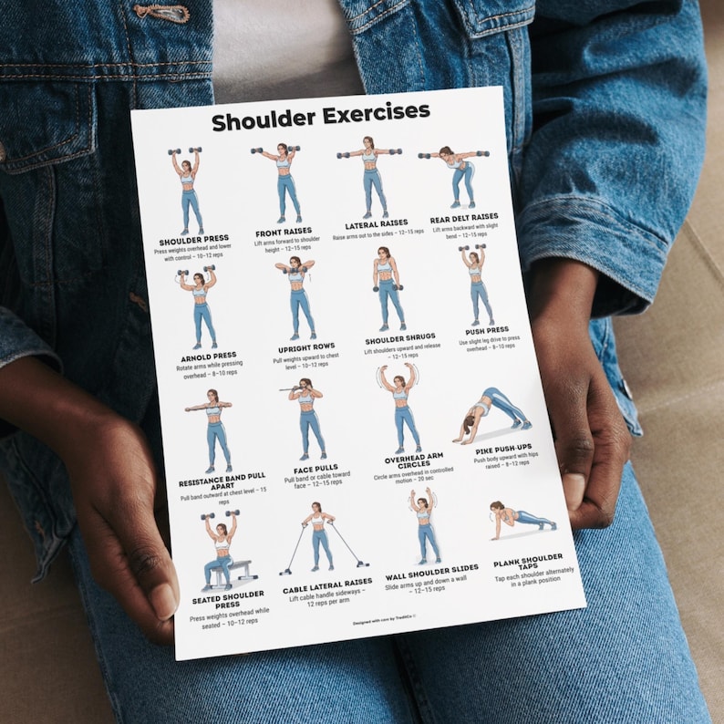 Shoulder Exercises Printable | Dumbbell Shoulder Workout | Shoulder ...