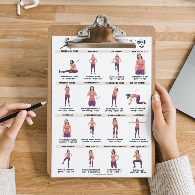 Full Body Mobility Exercises Printable Chart, Mobility Workout Poster ...