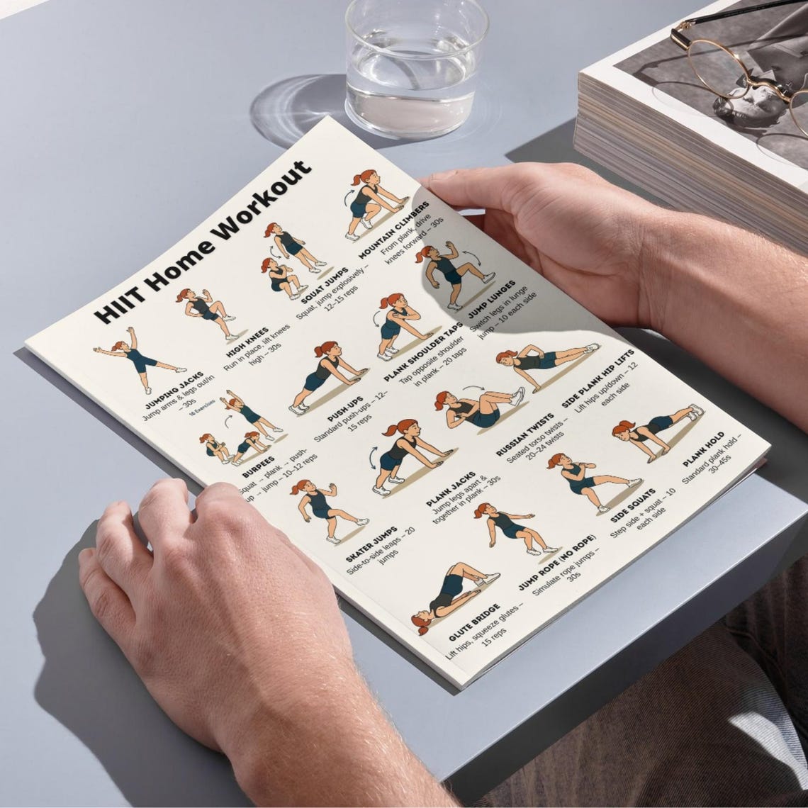 HIIT Home Workout Printable | 16 Bodyweight Exercises PDF | at Home ...