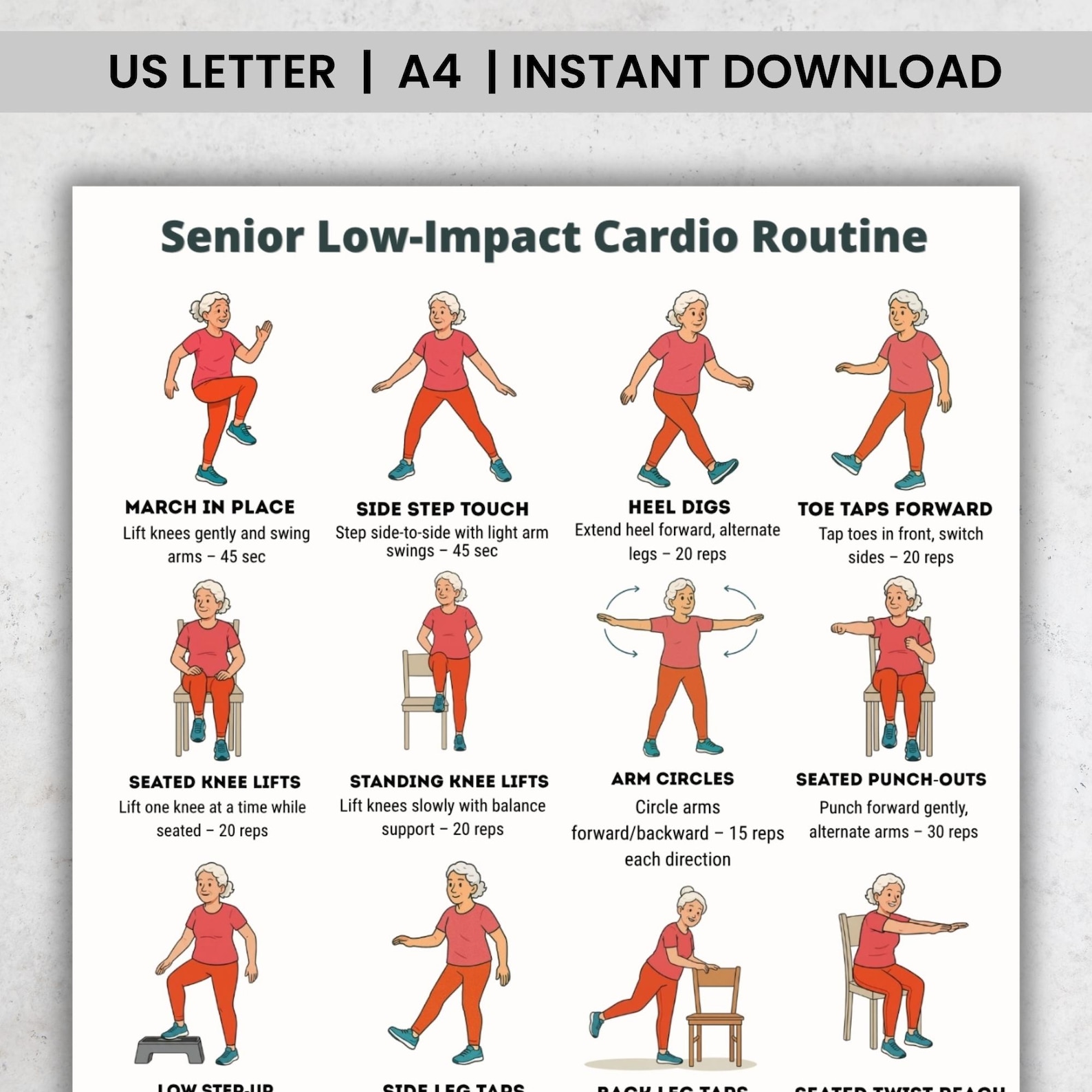Senior Low Impact Cardio Exercise, 16 Exercise Routine for Seniors ...