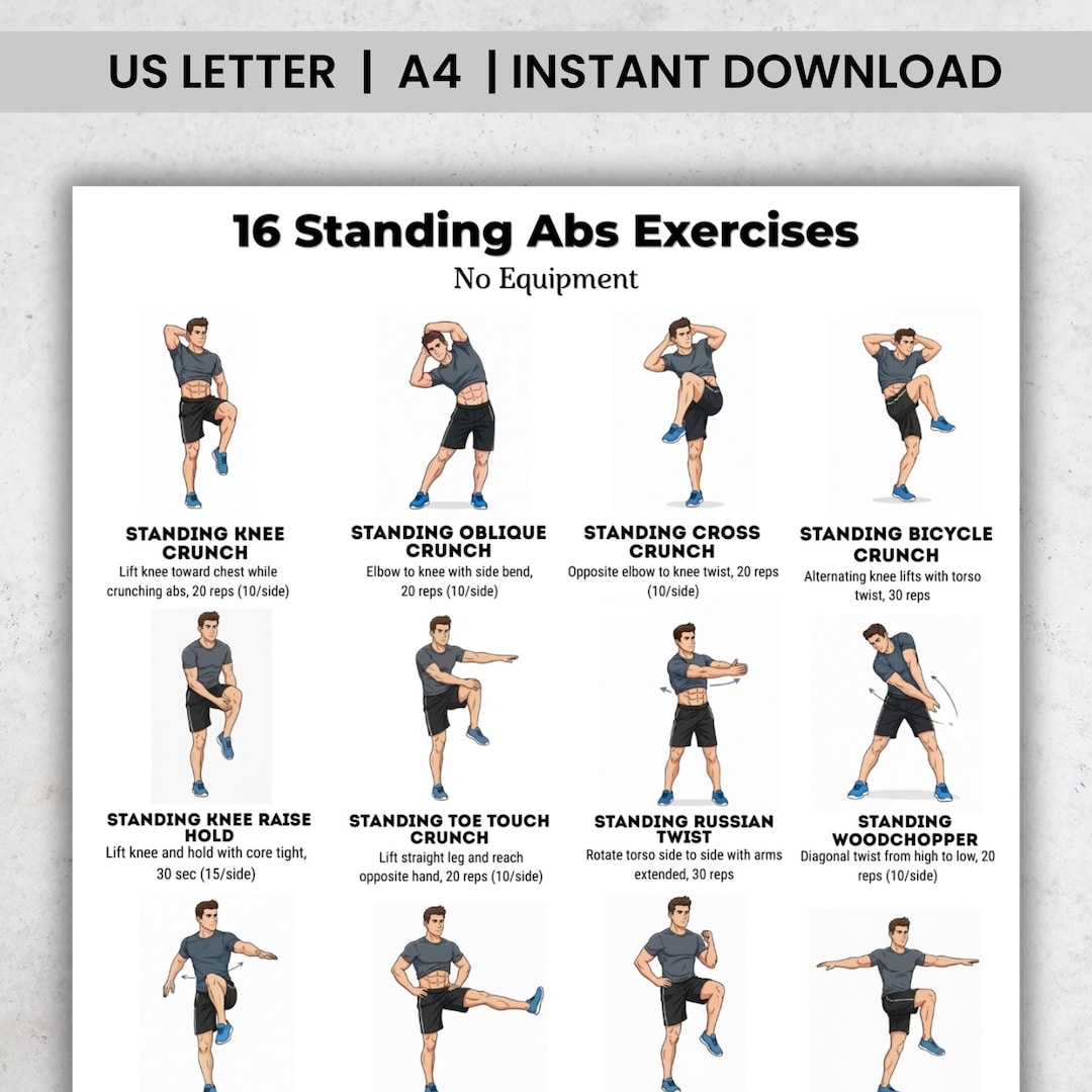 Standing Abs Exercises No Equipment | Standing Core Exercises Abs ...