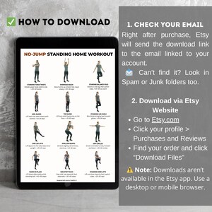 Standing Home Workout Printable | No Jump Low Impact Exercise Chart ...