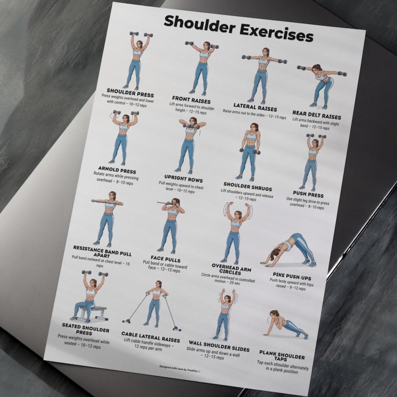 Shoulder Exercises Printable | Dumbbell Shoulder Workout | Shoulder ...