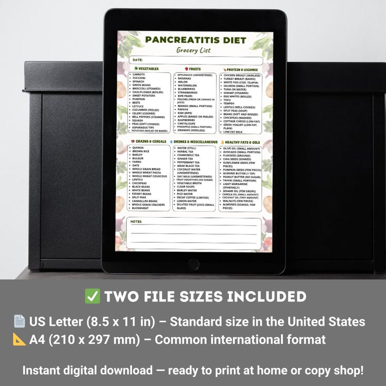 Pancreatitis Diet Grocery List Printable PDF | Low Fat Foods ...