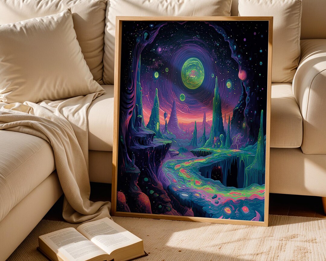 Space Cosmic Dreamscape Digital Print - Surreal Alien Planet Artwork ...