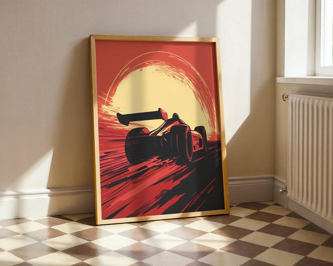 Formula Racing Car Poster Retro Motorsport Wall Art Race Car Decor ...
